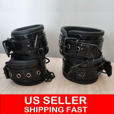 PU Leather Wrist Handcuffs Adjustable Ankle Cuffs Couples Restraint ...