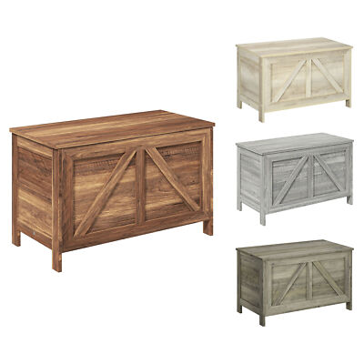 HOMCOM Storage Chest Farmhouse Toy Box Organizer with Safety Hinge | eBay