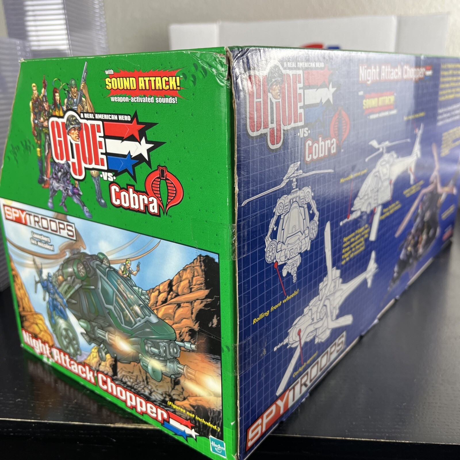 2002 Gi Joe VS Cobra MISB 3.75" Night Attack Chopper Vehicle Hasbro for ...