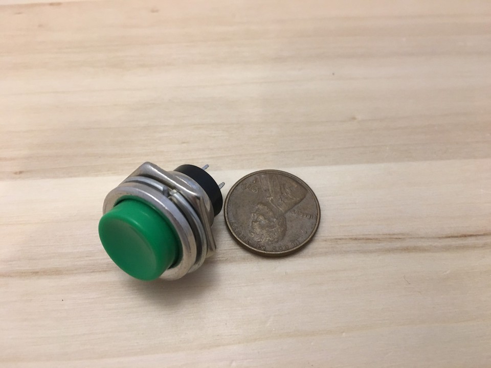 6 Pieces GREEN 16mm MOMENTARY N/O normally open PUSH BUTTON SWITCH DC ...