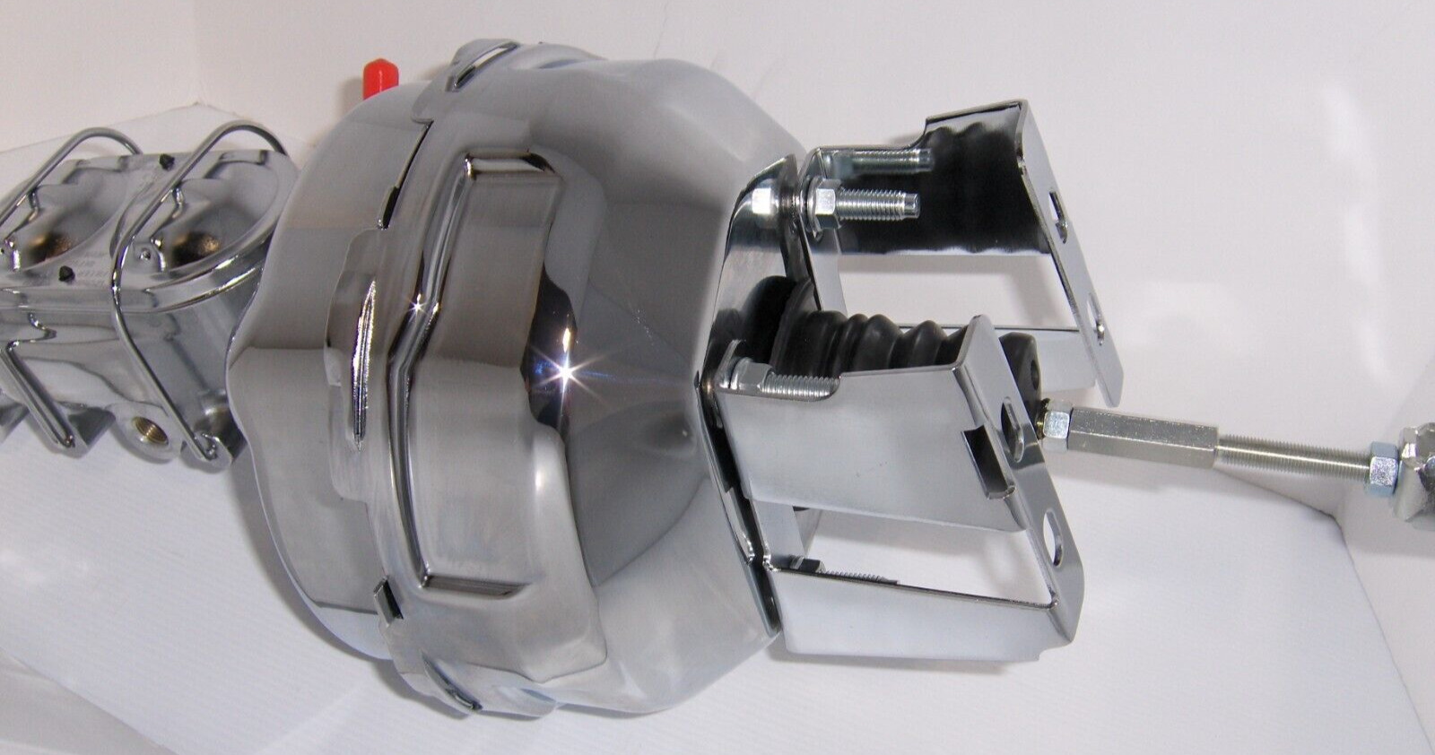 Universal Chrome 9" Dual Power Brake Booster Master Cylinder Bracket ...