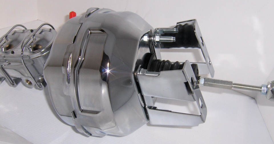 Universal Chrome 9" Dual Power Brake Booster Master Cylinder Bracket ...