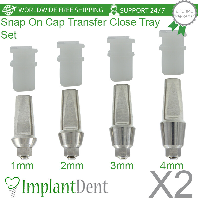 2x Dental Snap On Cap Transfer Coping Set (Closed Tray) Titanium Int ...
