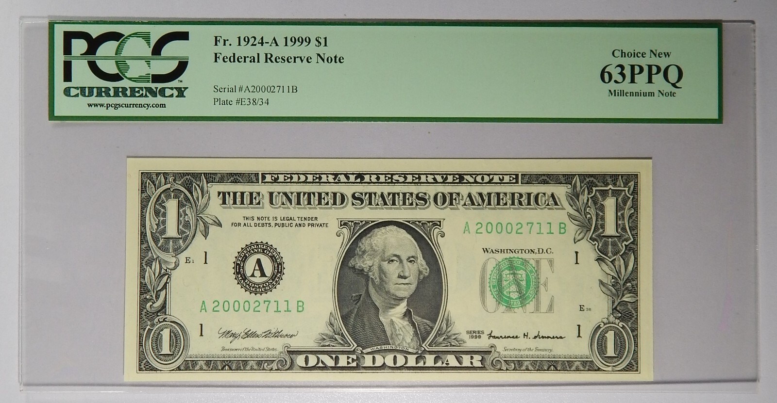 1999 $1 Fr.1924-A Boston "Millennium Note" PCGS 63 PPQ | eBay