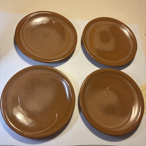 Frankoma Lazy Bones 4 Dinner plates brown satin 4F | eBay