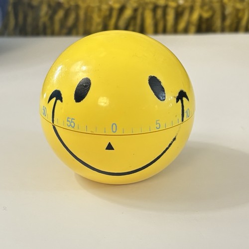 Vintage 3” Yellow Plastic Smiley Face Kitchen Timer Works So Cute | eBay