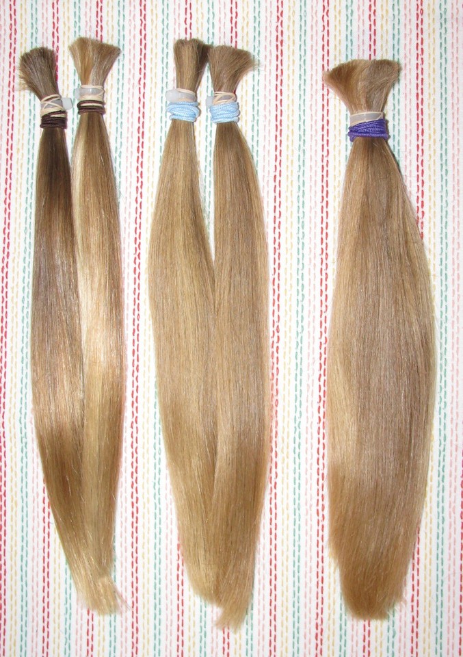HUMAN HAIR FIVE BLONDE BLEND PONYTAILS / THREE FEMALE HAIRCUTS REBORN ...