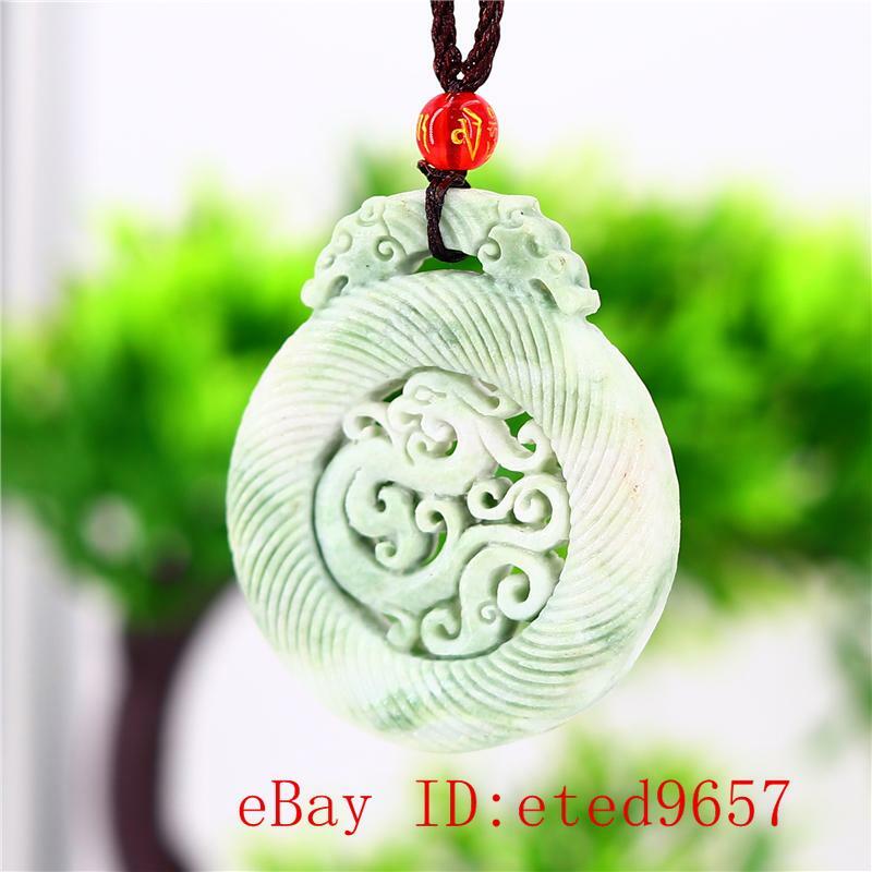 Jade Phoenix Pendant Necklace Carved Gifts Amulet Double-sided Natural ...