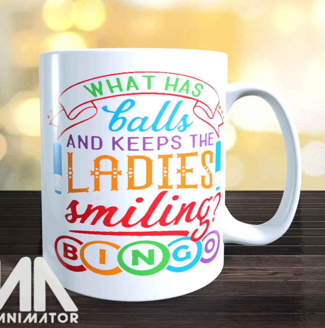 Bingo Mug "WHAT HAS BALLS AND KEEPS THE LADIES SMILING BINGO" Gift | eBay