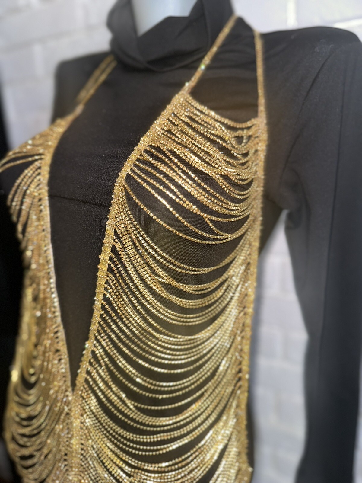 Shiny Rhinestone Dress, Women Diamond Tassel Body Chain, Full ...