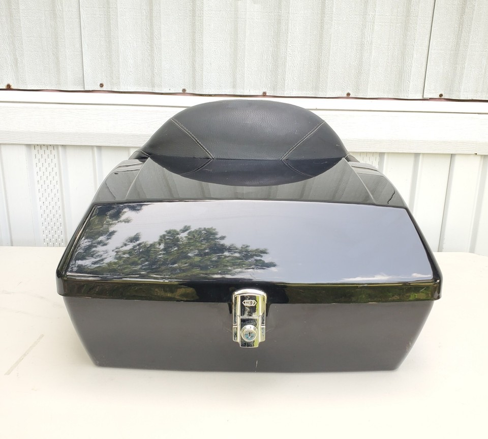 Hard Motorcycle Trunk Luggage Case Tail Box W/Backrest For Harley ...