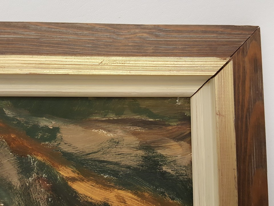 Vintage fishing shack oil painting framed listed artist Clayton Rippey ...