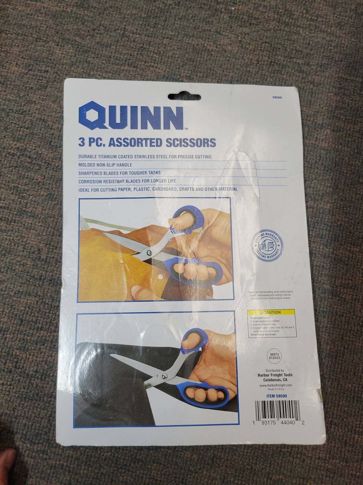 PRO QUALITY Quinn 3 pc Assorted Scissors w/ Durable Titanium Scissors ...