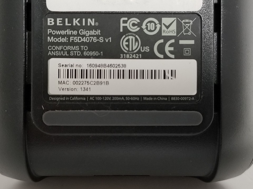 BELKIN Powerline Gigabit HD F5D4076-S v1. ONE UNIT ONLY! | eBay