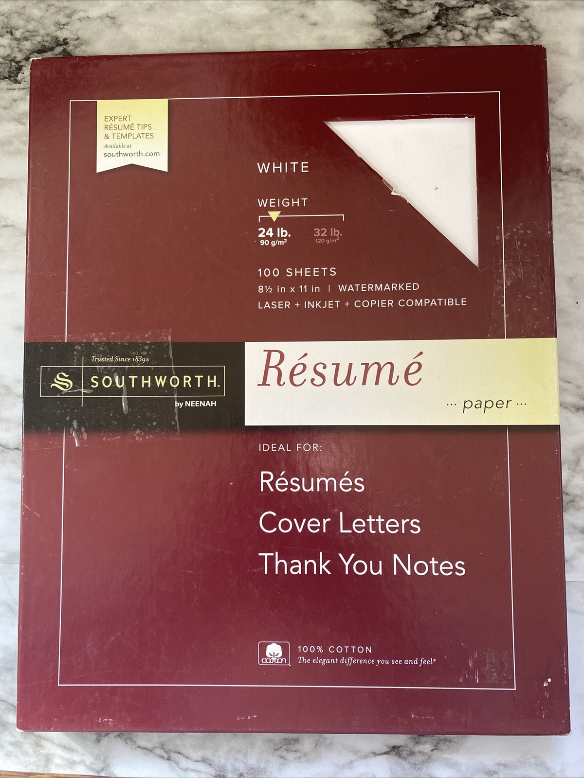 100 sheets SOUTHWORTH R14CF White Wove 24lb 100% Cotton RESUME Paper | eBay