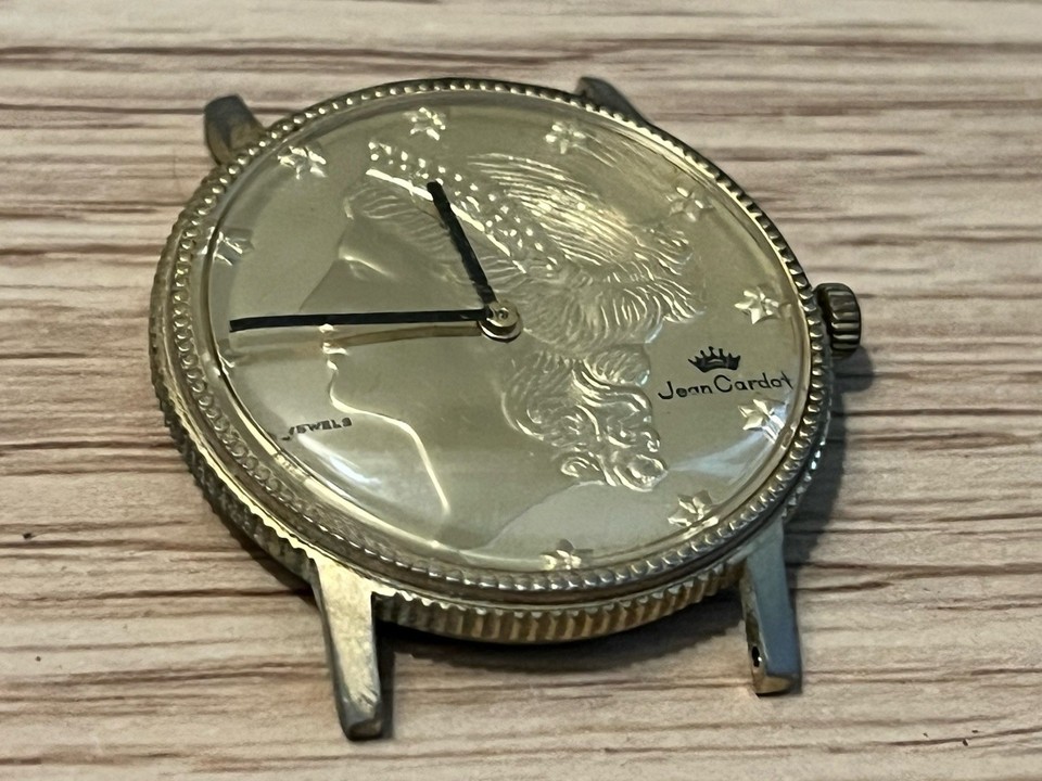 Vintage JEAN CARDOT "Liberty Coin" 33mm Men’s Watch 17 Jewels Running ...