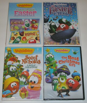 VeggieTales DVD Lot - A Very Veggie Easter + An Easter Carol + 2 more ...