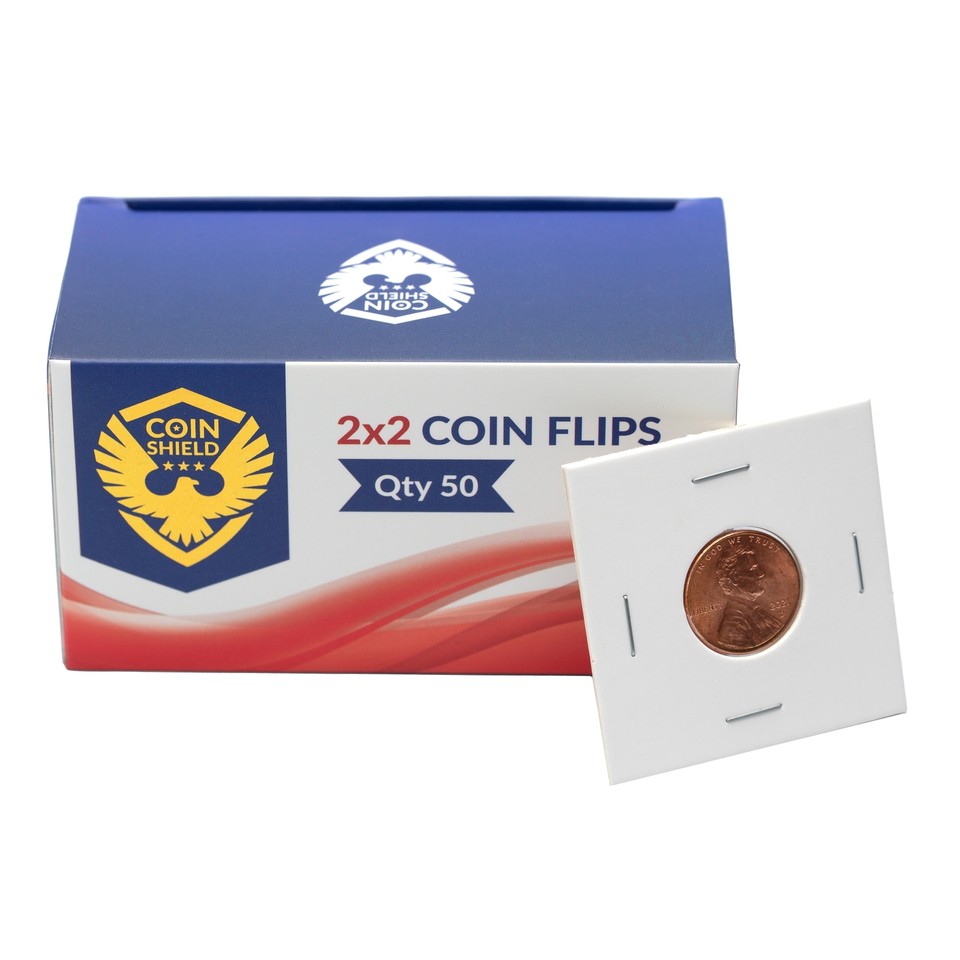 100 Coin Shield Penny 2x2 Coin Flips – Mylar Cardboard Mylar Coin ...