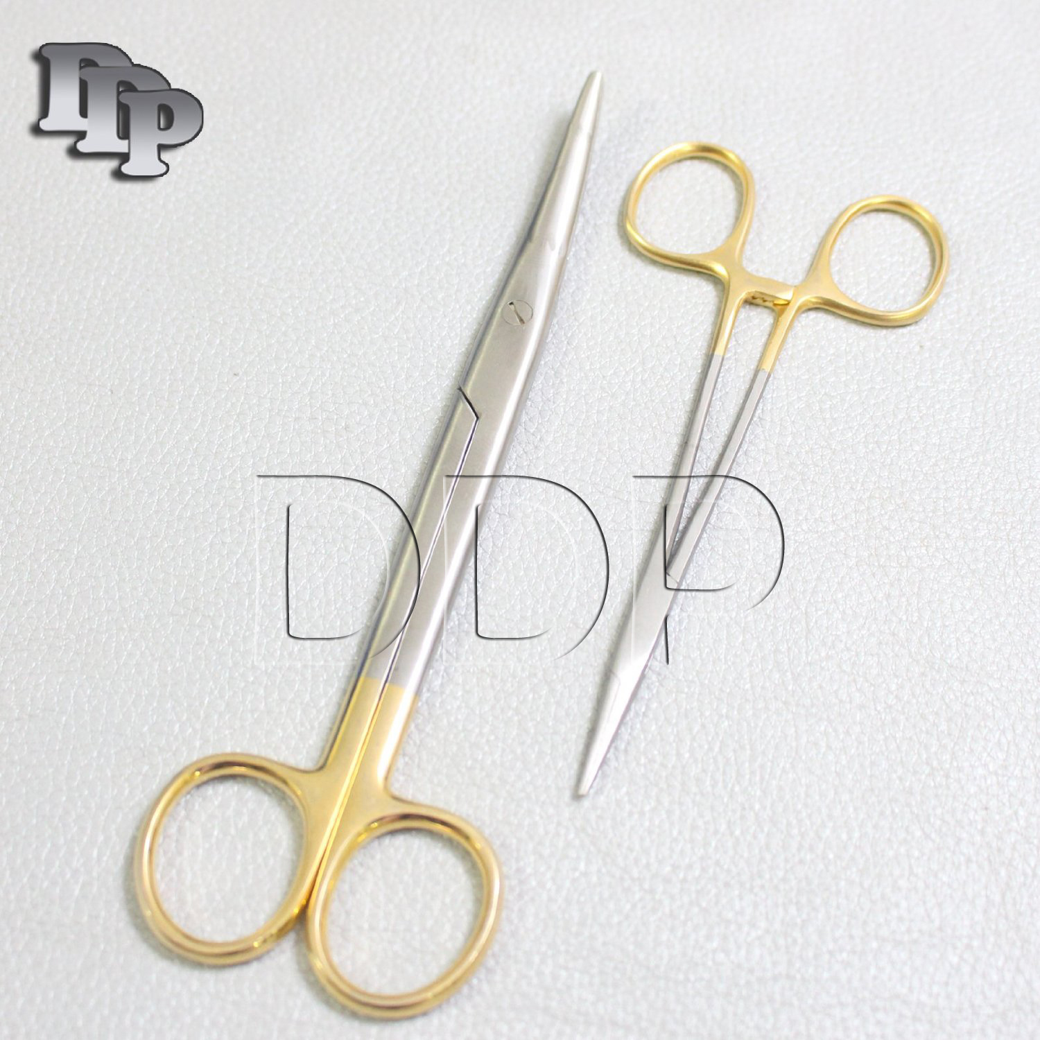2 PCS GOLD HANDLE SUTURE KIT MOSQUITO FORCEPS CVD + MAYO SCISSORS CVD ...