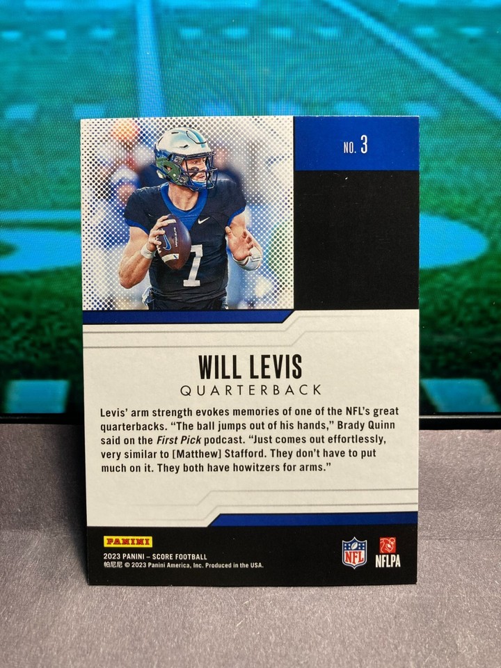 2023 Panini Score #3 Will Levis Football Card Protential Tennessee ...