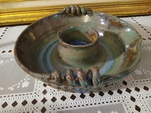 Ornate Multicolor Hand Turned Stover Pottery Chicken Roaster/Bacon ...