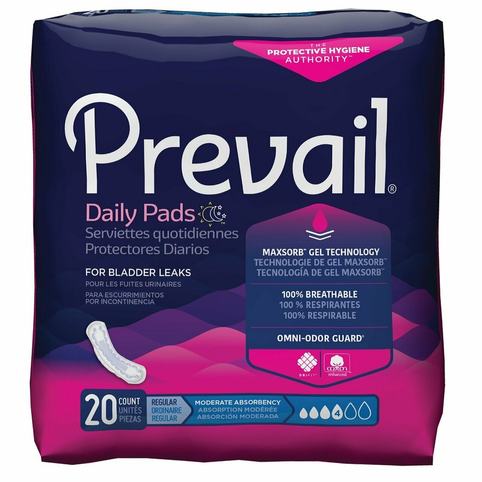 Prevail Daily Women's Incontinence Bladder Control Pads Liners Regular ...