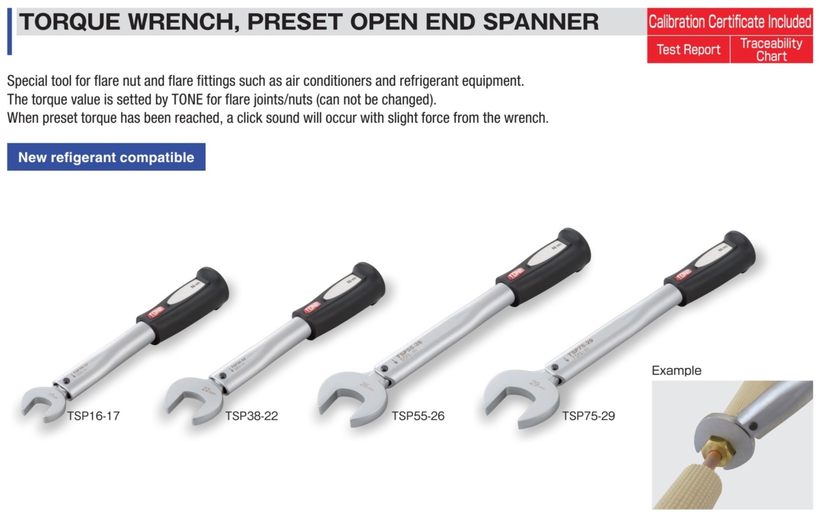 TONE Torque Wrench Preset Open End Spanner 55N.m TSP55-26 Japan | eBay