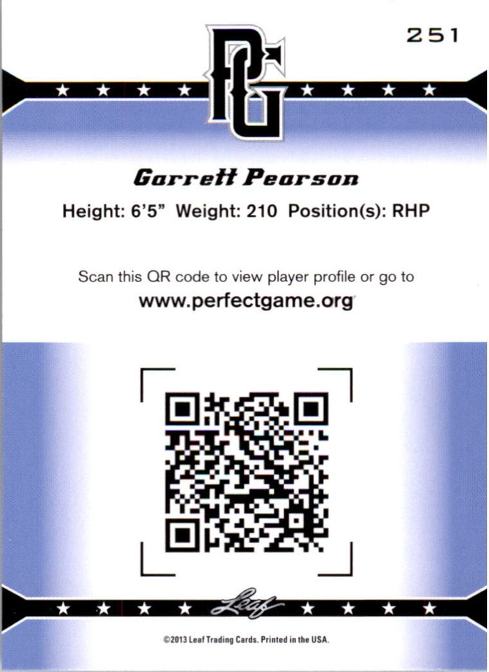 2013 Leaf Perfect Game #251 Garrett Pearson | eBay