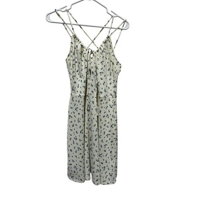 Divided H&M Sundress Womens XL Cream blue flowers criss cross straps | eBay