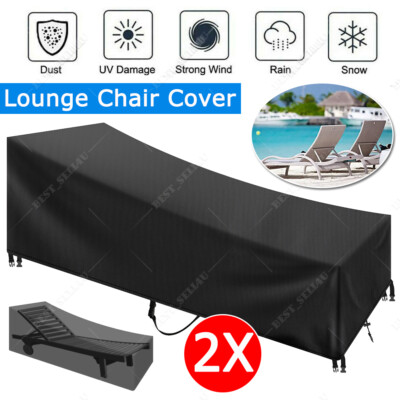 2x Outdoor Patio Sun Lounger Cover Waterproof Garden Sunbed Cover ...