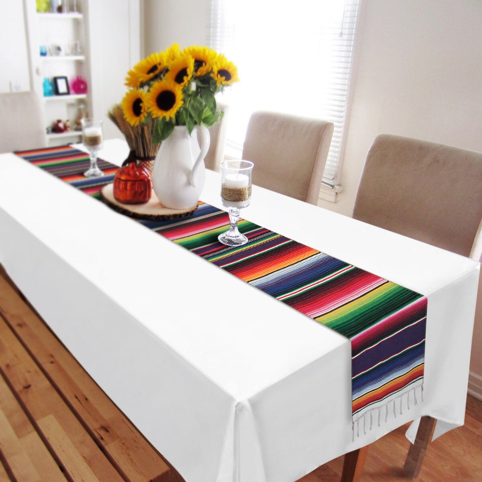 2Pack 108" x 14" Mexican Table Runner Hand Woven Tablecloth Fiesta ...