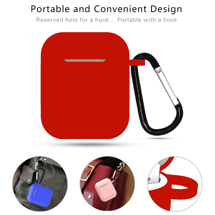 Apple AirPods Silicone Case Cover RED With Keychain for Airpod Charging ...