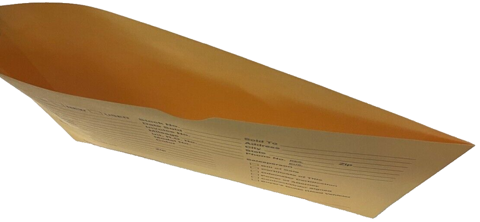 Vehicle Deal Jackets/Envelope for Auto Sales Golden Buff (#511) • Qty ...