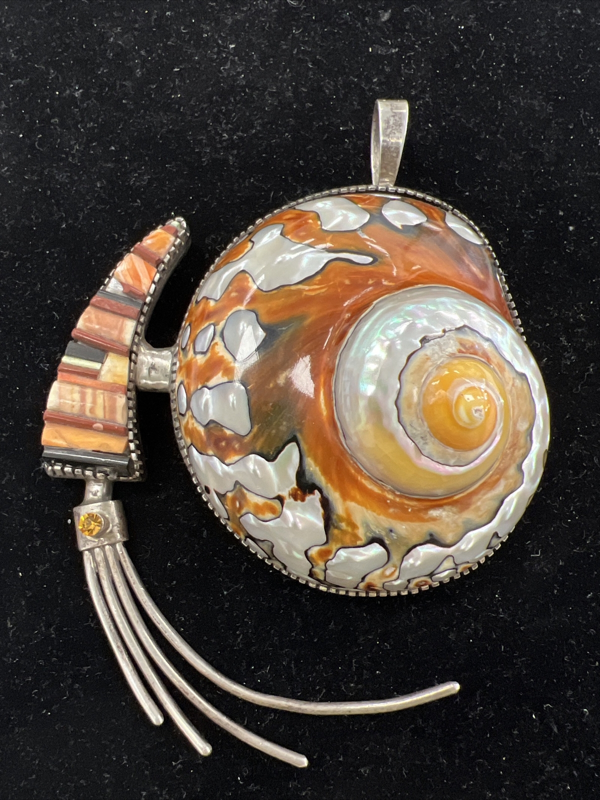 Native American Inlay Shell Large Pendant - Gem