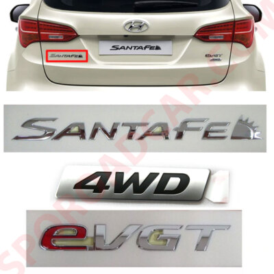 Rear Trunk Emblem Badge Set 3P for 2013-2018 Hyundai Santa Fe DM ...