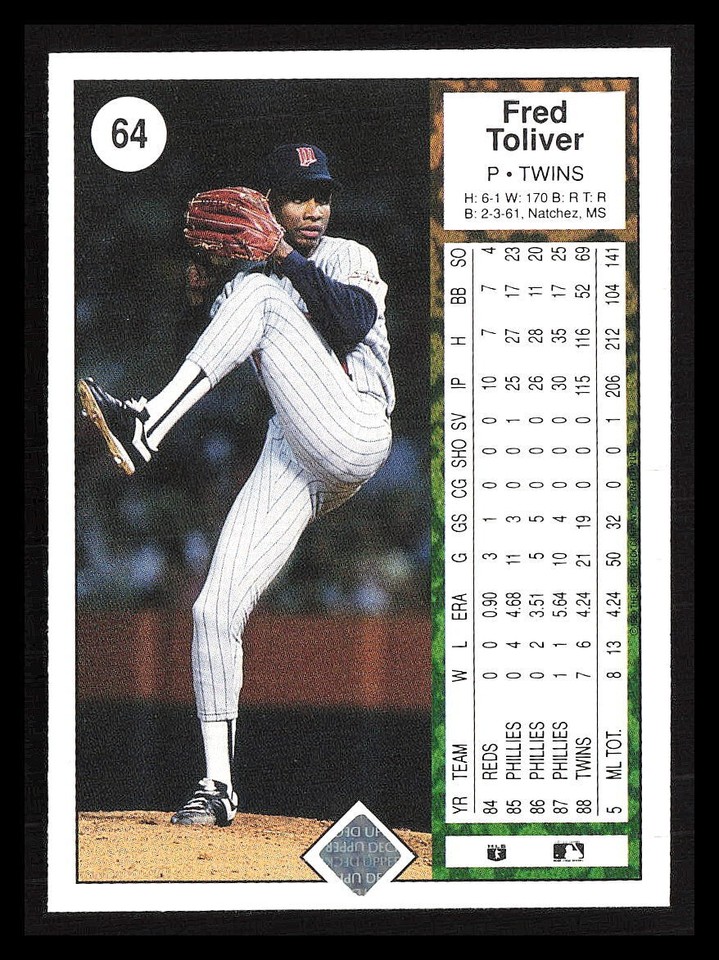 Fred Toliver 1989 Upper Deck #64 Minnesota Twins | eBay