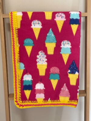New Handmade Ice Cream Cones Baby Toddler Blanket with Crochet Edging ...