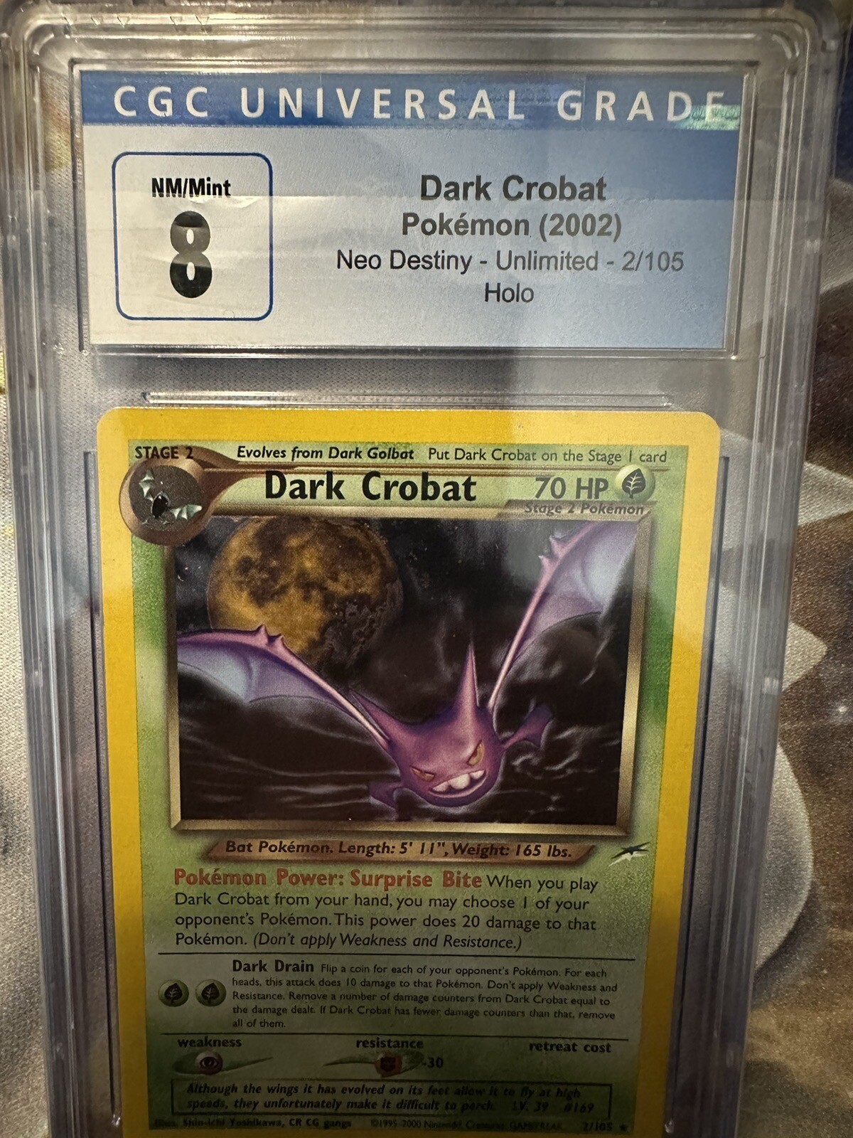 CGC 8 Pokemon 2002 Neo Destiny Unlimited Dark Crobat Holo #2/105 PSA | eBay