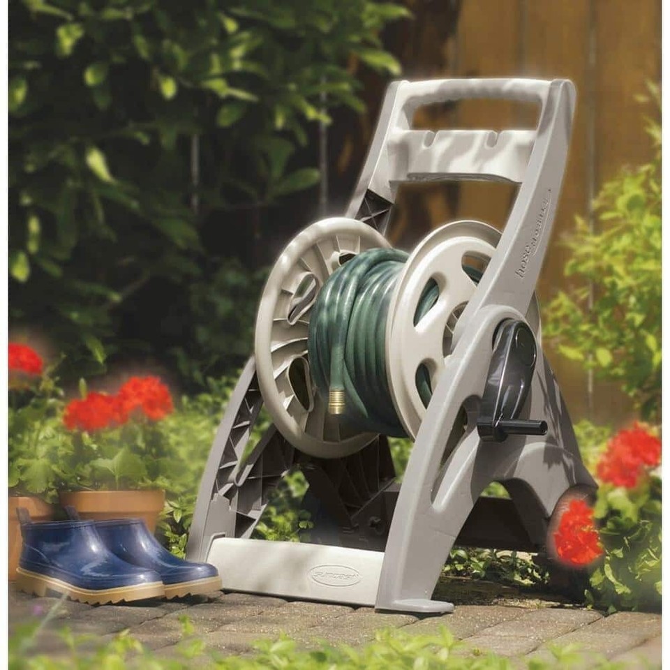 175 ft Hose Mobile Hose Storage Cart Water Hose Pipe Reel Holder Stand ...
