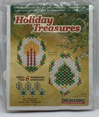The Beadery Holiday Beaded Ornament Kit-Candles & Tree Makes 6 Family ...