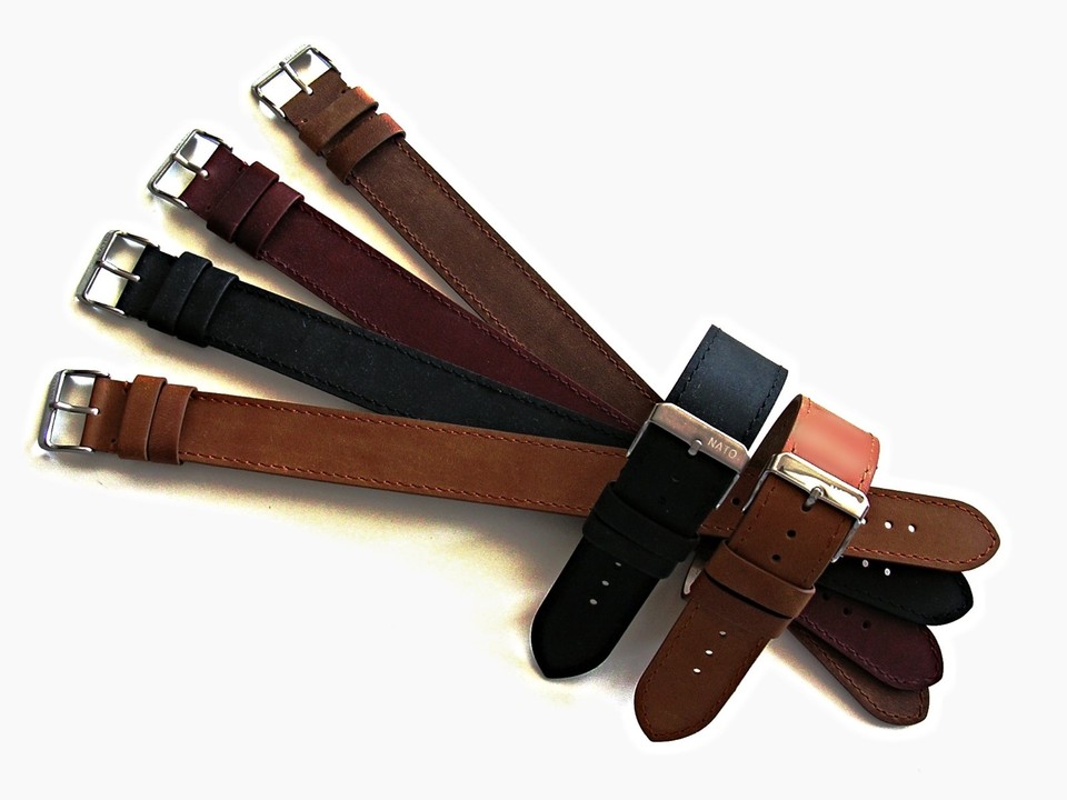 1pc NATO ® strap RAF aviator Pilot distressed Leather Bund watch band ...