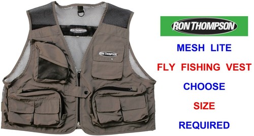RON THOMPSON MESH LITE FLY VEST WAISTCOAT TROUT FLY ROD FISHING WADING ...