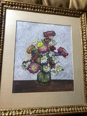 Harry Rorer Niblock (20th c) "Flowers" Pastel/Crayon Painting - Signed ...