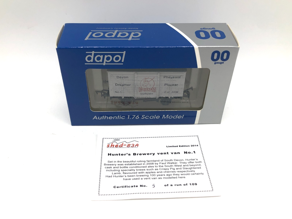 Dapol Shed 83A OO Gauge - Hunter's Brewery Vent Van No.1 Limited ...