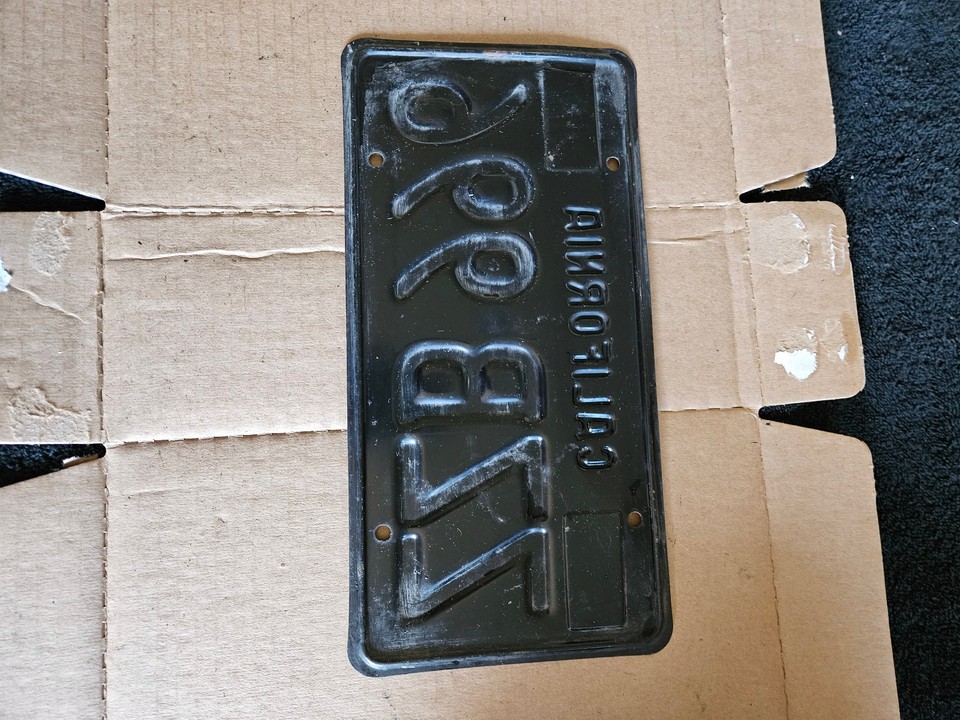 Single Vintage 1970's Black and Yellow California License Plate # ZZB ...