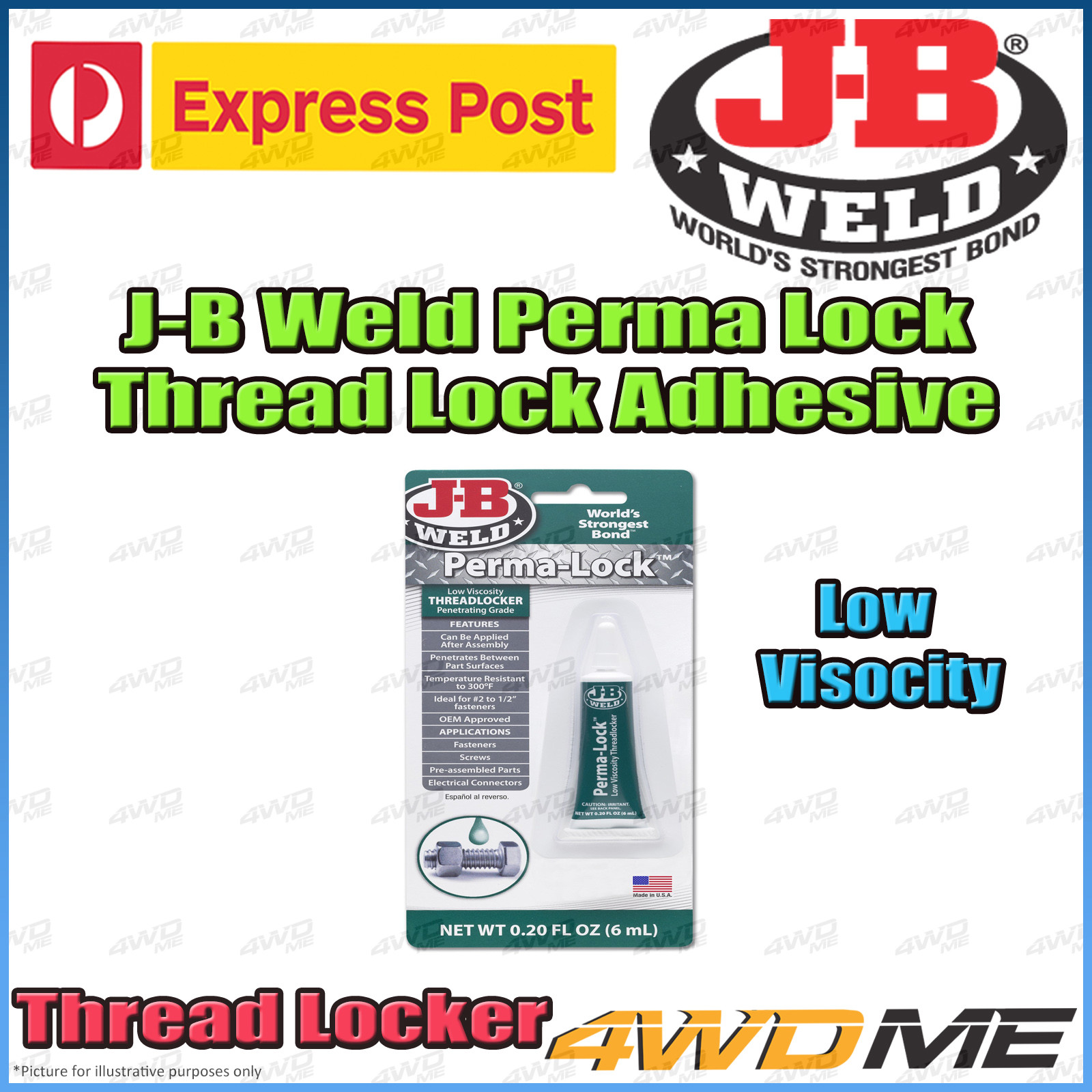 JB Weld Perma Lock Thread Locker Adhesive Bond Glue Low Strength Sealer ...