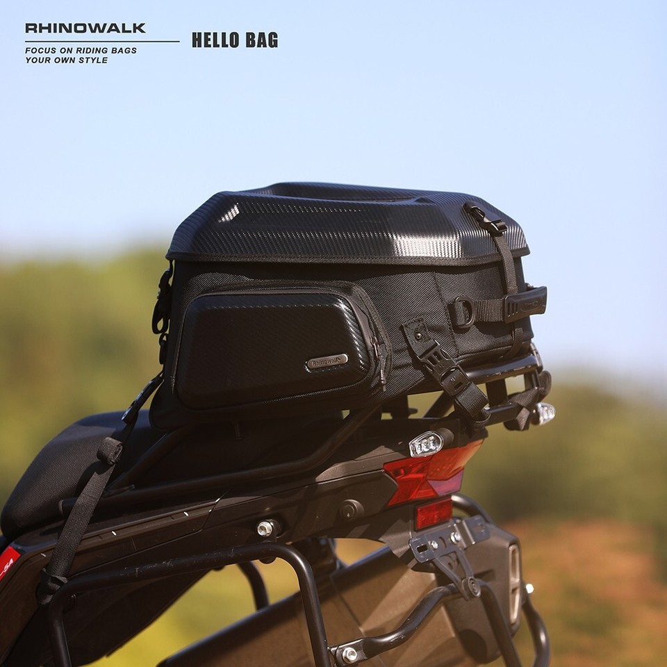 Rhinowalk Motorcycle Tail Bag 35L Hard Shell Saddle Pannier luggage ...