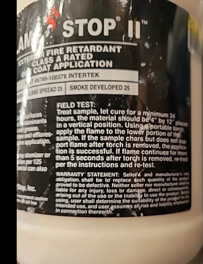 FLAME STOP II EXTERIOR FIRE RETARDANT 1 Gallon | eBay