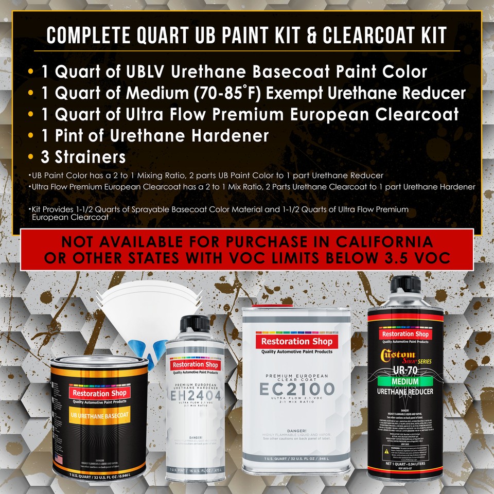 True Blue Firemist Auto Paint Urethane Basecoat Quart Kit & European ...