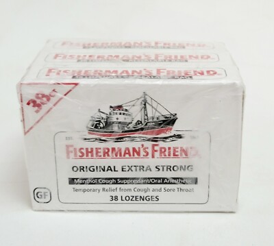 3 x 38 Fisherman’s Friend LOZENGES Original Extra Strong COUGH DROPS ...